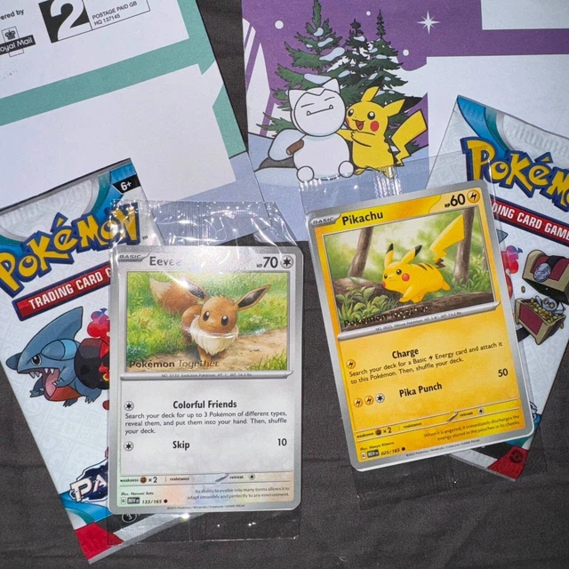 POKÉMON TOGETHER EEVEE & Pikachu 151 Promo Cards + Envelopes Pokepost ...