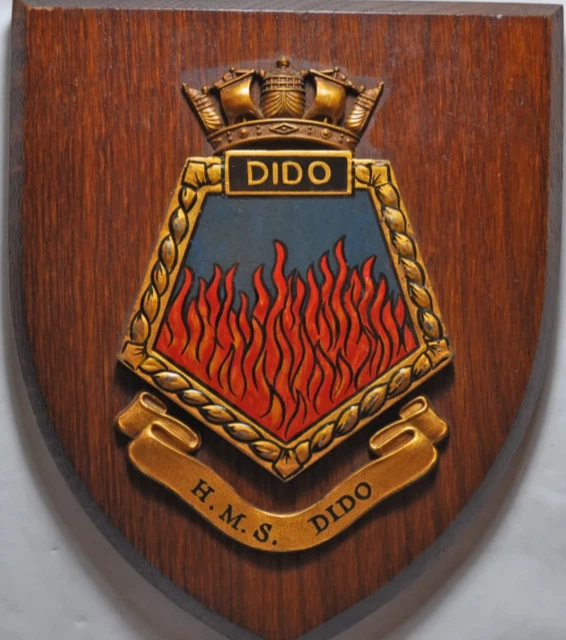 VINTAGE HMS DIDO Royal Navy Schiffsabzeichen Wappenschild Plakette ab ...