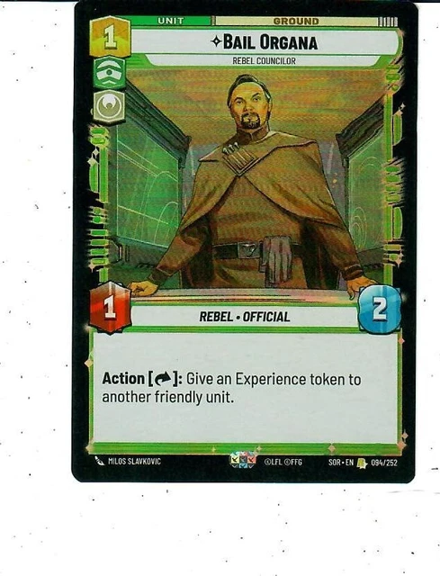 BAIL ORGANA 094/252 Foil Star Wars: Unlimited Spark Of Rebellion EUR 3 ...