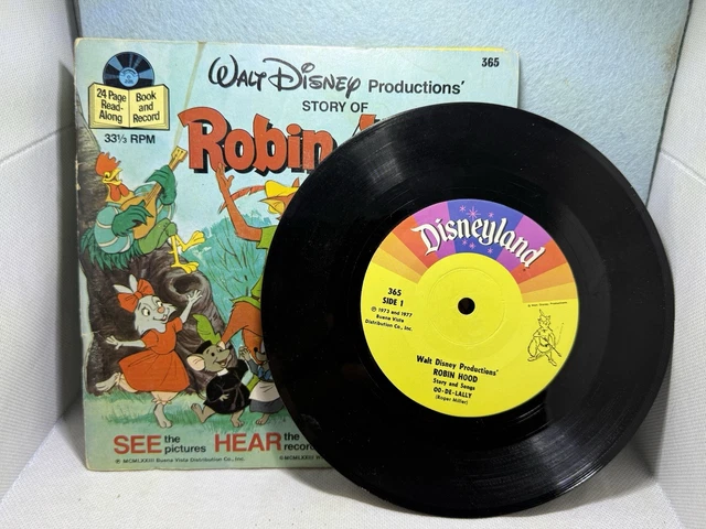 VINTAGE 1973 DISNEY Robin Hood Read Along Book & Record 33⅓ RPM #365 £ ...