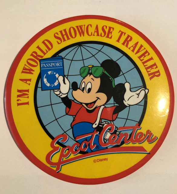 WALT DISNEY EPCOT Center “I’m A World Showcase Traveller” Vintage Badge ...