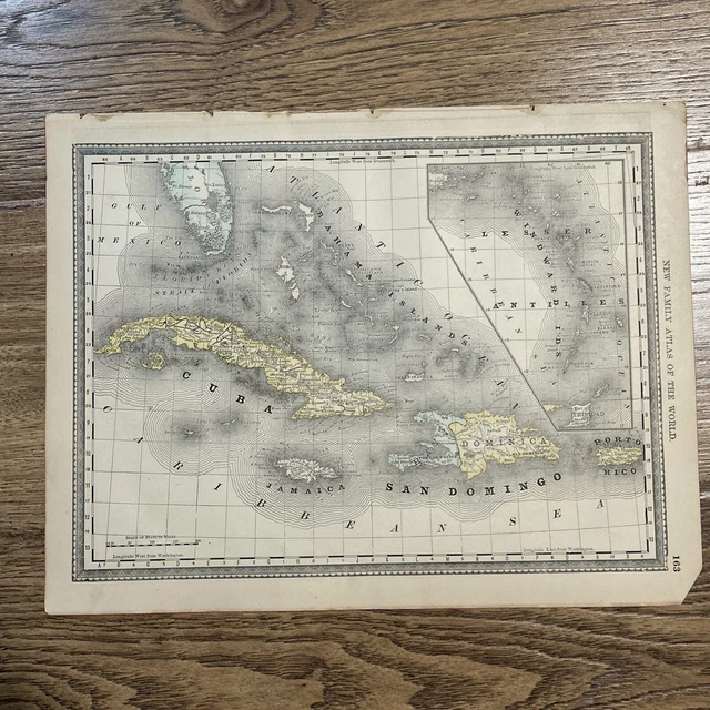 ANTIQUE RAND MCNALLY 1888 Map Of Bahamas And West Indies14”x11” £19.51 ...