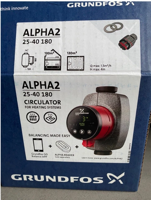 GRUNDFOS ALPHA 2 25-40 180 mm Umwälzpumpe Hocheffizienzpumpe Autoadapt ...