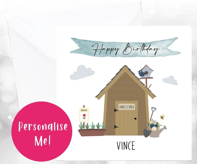 GARDEN SHED CARD, Personalised Shed Card, Happy Birthday, Garden ...