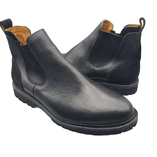 ALLEN EDMONDS MENS Boots Discovery Black Leather Chelsea Pull-on Size ...