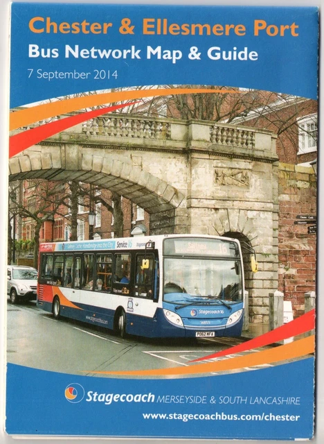 STAGECOACH BUS NETWORK map - Chester &Ellesmere Port September 2014 £3. ...