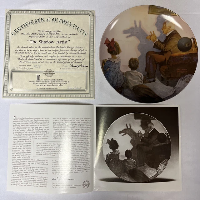 NORMAN ROCKWELL THE Shadow Artist 1987 Collector Plate Limited Edition ...