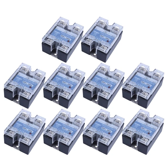 10X -1 D4825 Single-Phase Solid State Relay SSR 25A DC 3-32 V AC 24 ...