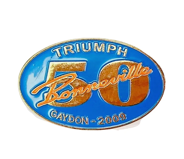 TRIUMPH BONNEVILLE 50TH Anniversary Pin Badge, Blue Classic Triumph Pin ...