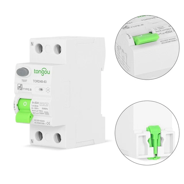 DISJONCTEUR DE TYPE B RCD DC électrique 2P 63A 30mA station de charge ...