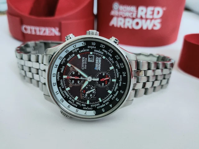 CITIZEN MEN’S ECO-DRIVE Red Arrows World Time Chrono Bracelet Watch ...