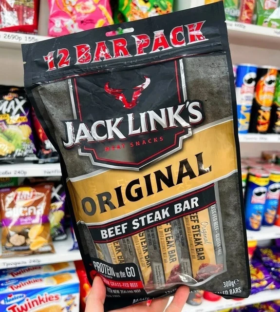 2 X JACK Link's Original Beef Steak Bar 300g 12 x 25g Premium Grass-Fed ...