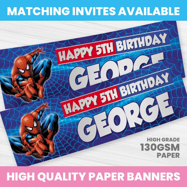 SPIDERMAN BIRTHDAY BANNER Personalised Any Name Photo Party Banner Girl ...