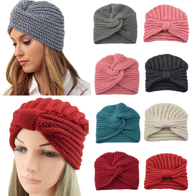 FRAUEN STRICKEN TURBAN Cross Twist Wrap Cap Winter Warm Häkeln Beanie ∑ ...