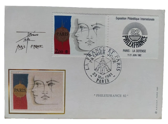 CARTE PREMIER JOUR Timbre N° 2142 Philexfrance 82 Oblitéré Paris 1981 FDC SOIE EUR 3,00 ...