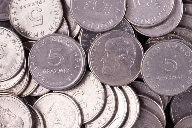 GREECE 12 COINS Full Set: 5 Drachmas Aristotle ALL DATES 1976-2000 HIGH ...