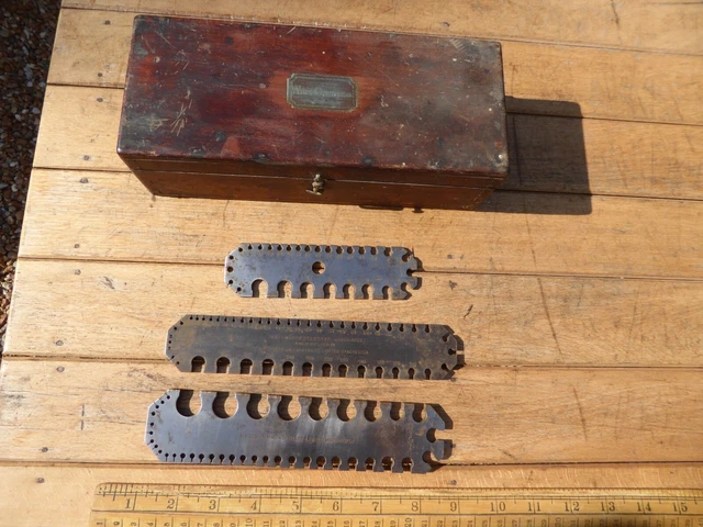 ANTIQUE CASED WHITWORTH & Co Wire Gauge set. 3 Whitworth Wire Gauges in ...