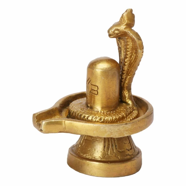 BRASS SHIVLING WITH Nag Devta Snake Shiv Lingam Mandir Temple Home ...
