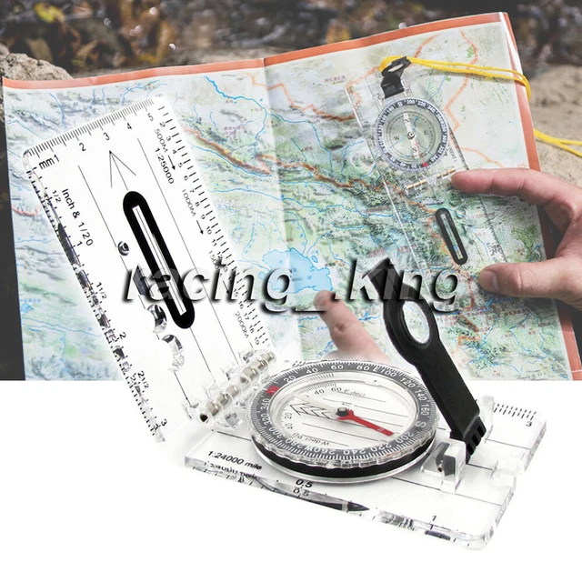 MULTIFUNCTION FOLDABLE ORIENTEERING Map Degree Ruler Compass Hiking ...