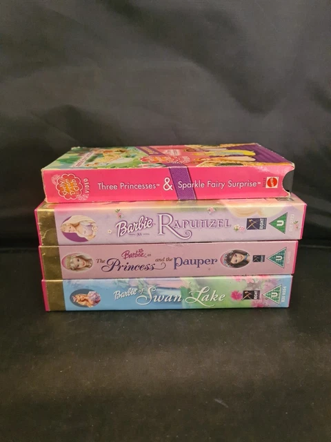 BARBIE VHS TAPES Bundle X4 Rapunzel Swan Lake Princess And The Pauper ...