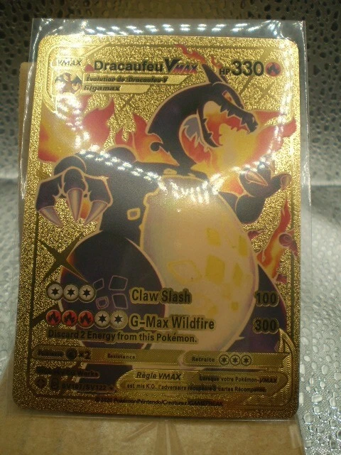 POKEMON DRACAUFEU (CHARIZARD) VMAX Gold Foil Fan Art Card In French ...