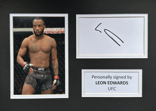 LEON EDWARDS HAND Signed White Card In A4 Ufc Mount Display 2 £39.99 ...