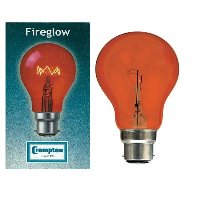 CROMPTON FIREPLACE FIREGLOW Red 40W 240V BC B22d GLS A60 £14.99 ...