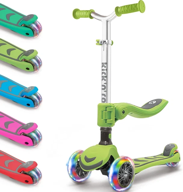 KICKNROLL 2-IN-1 KICK Scooter for Kids Ages 3-8, Foldable & 4 ...