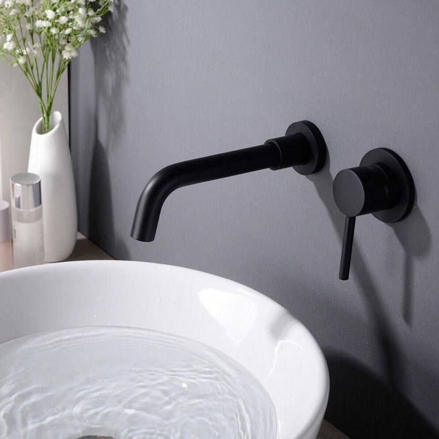 BATHROOM BRASS BASIN Mixer Tap Swivel Spout Wall-Mounted Concealed Sink ...