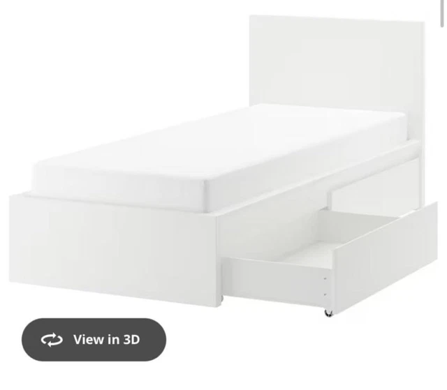 MALM IKEA DRAWERS x2 Under Bed Storage White Package Size L98cm X W62cm ...