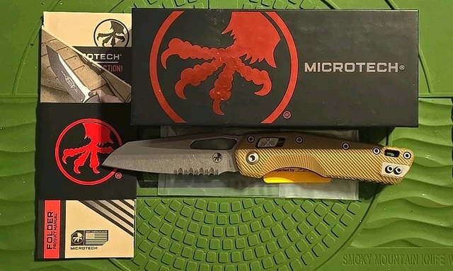 MICROTECH MANUAL MSI RAM-LOK Fluted Tan G10 - Partial Serrated Edge ...
