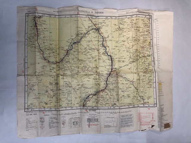 ORIGINAL WW2 BRITISH Army / RAF Bases - Map of Africa - Dongola ...