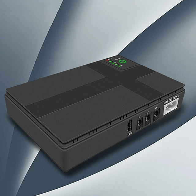 PORTABLE MINI UPS 5V/9V/12V Uninterruptible Power Supply Battery Backup ...