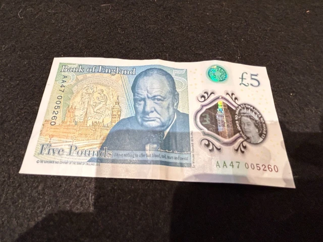 AA47 005260 Polymer Bank of England £5 Five Pound Note £15.00 - PicClick UK