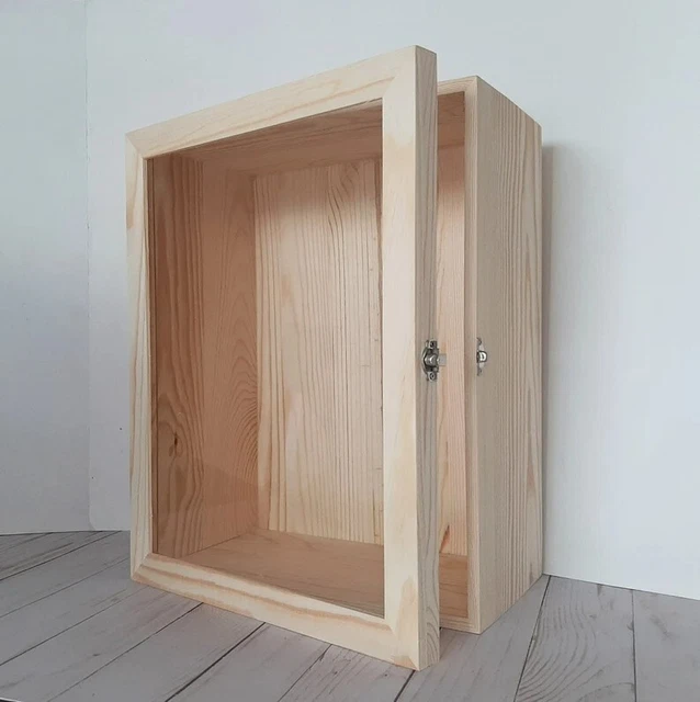 EXTRA DEEP LARGE Wooden Shadow Box with Glass 11 11/16
