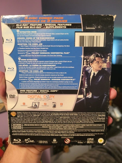 INCEPTION (BLU-RAY + DVD 2010) 3-disc Set Canadian With Lenticular Slip ...