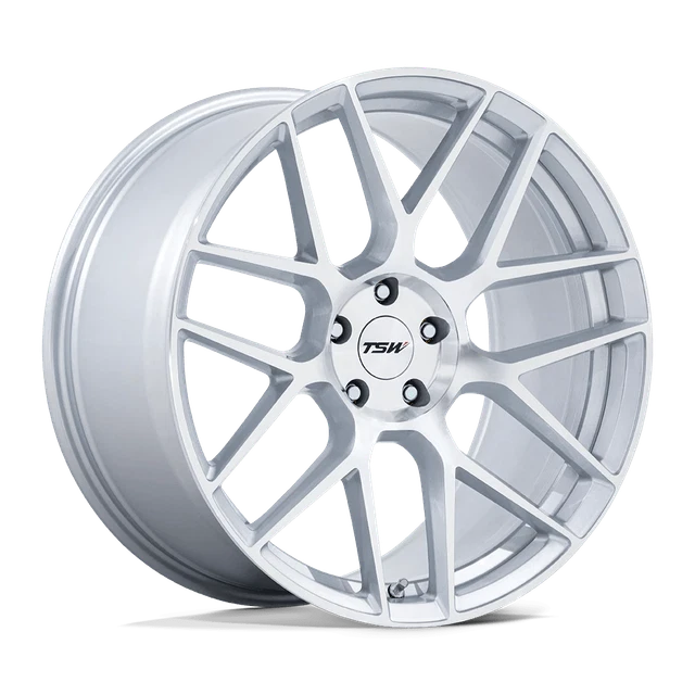 18X9 TSW TW002 Lasarthe Gloss Silver Machined Wheels 5x112 (45mm) Set ...