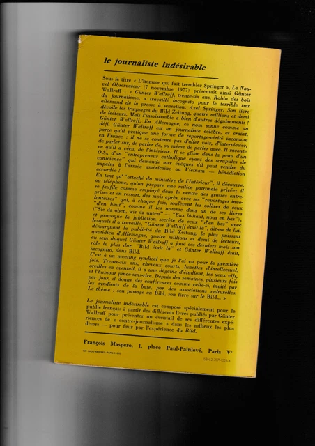 LE JOURNALISTE INDÉSIRABLE Günter Wallraff Klaus Schuffels Bild EUR 23 ...