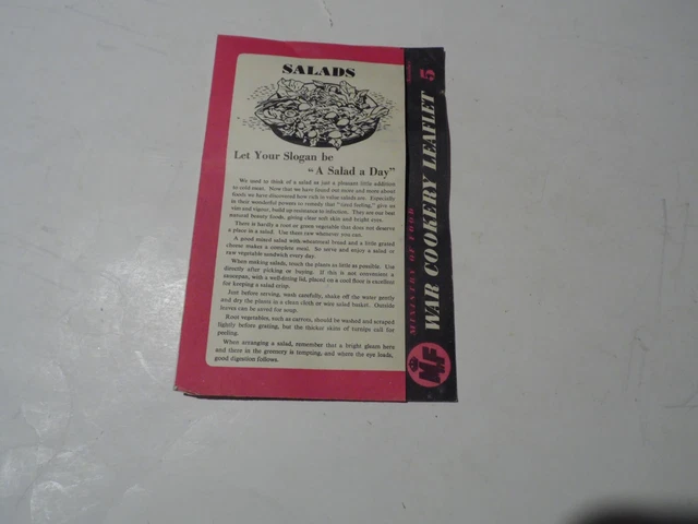 ORIGINAL LEAFLET - Ministry of Food 1943 War Cookery Leaflet 5 - Salads ...