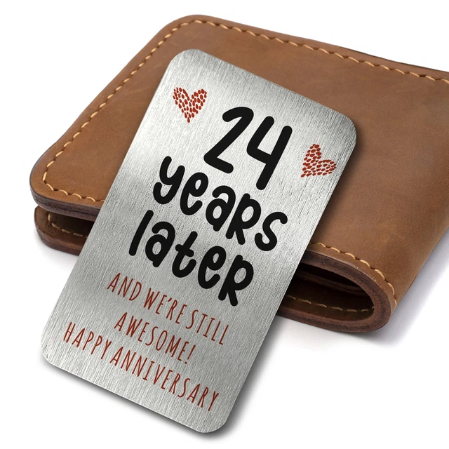 24 YEARS LATER Still Awesome Happy Anniversary Metal Wallet Card ...