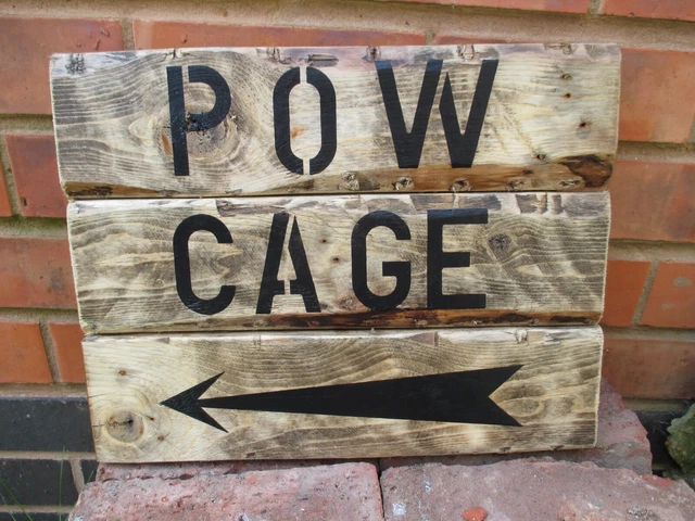 WW2 BRITISH US German Repro Wooden Sign POW CAGE Reenactment D-Day ...