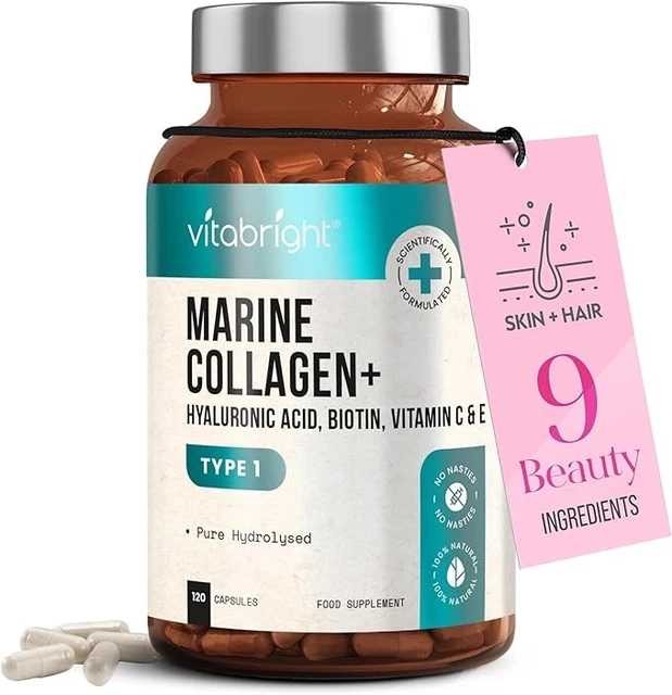 MARINE COLLAGEN SUPPLEMENTS for Women 2450mg Complex | 120 Hydrolyzed ...