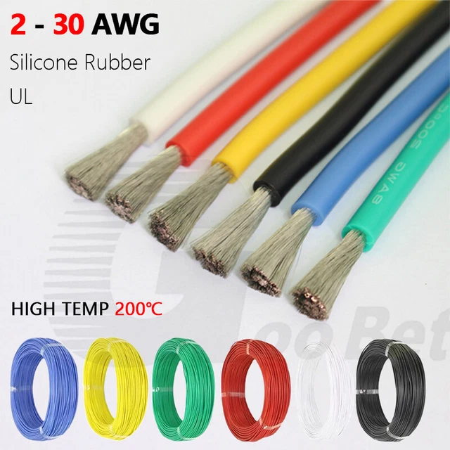 FLEXIBLE SILICONE WIRE Cable 2/6/8/10/12/14/16/18/20/22/24/26/28/30AWG HIGH TEMP EUR 29,98 ...