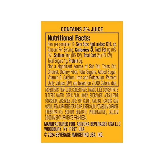 ARIZONA MUCHO MANGO Fruit Juice Cocktail On-The-Go Water Enhancer 48 mL ...