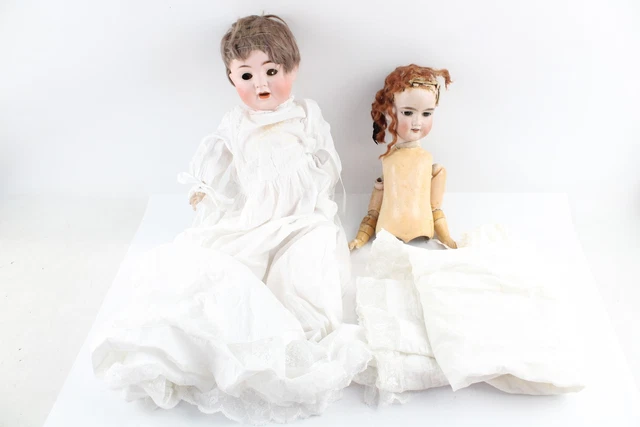 BISQUE HEAD ANTIQUE Dolls German w/Clothing Composition Body Ginger ...