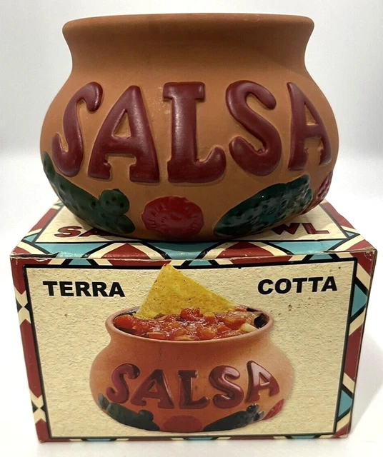 TERRA COTTA SALSA Chip Dip Pot Clay Serving Bowl Giftco Inc £12.20 ...