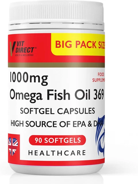 VIT DIRECT - Omega Fish Oil 369-90 Soft Gel Capsules - 1000Mg - High ...