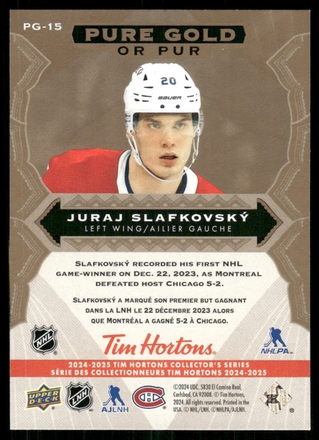 2024-25 UD TIM Hortons Pure Gold Juraj Slafkovsky Montreal Canadiens # ...