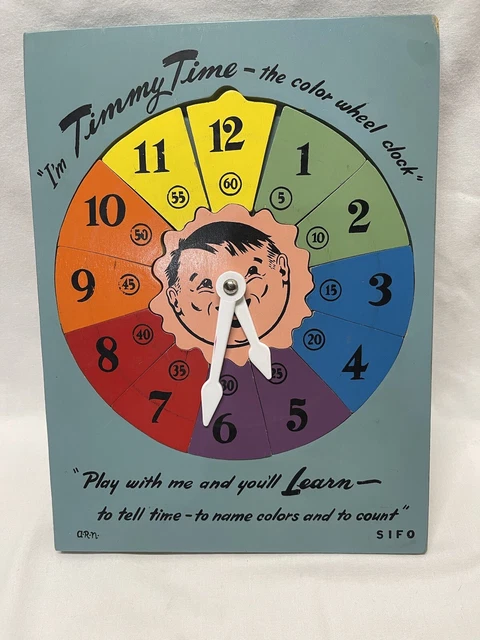 VINTAGE SIFO TOYS Timmy Time The Color Wheel Clock Wooden Puzzle 1950s ...