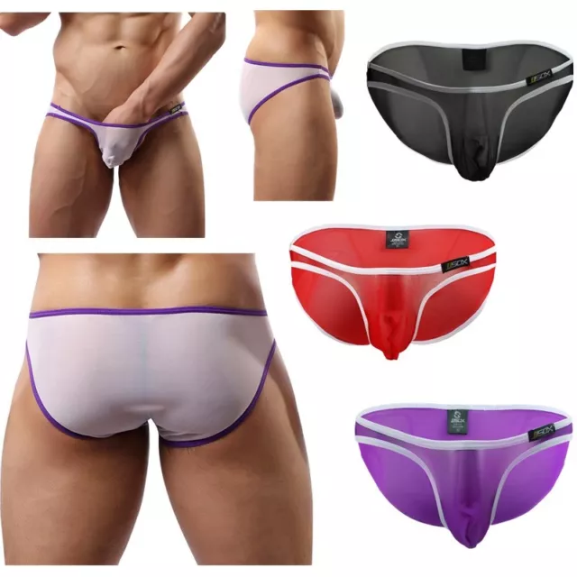 Sexy Mens Mesh Bikini Briefs See Through Panties Bulge Pouch Thongs